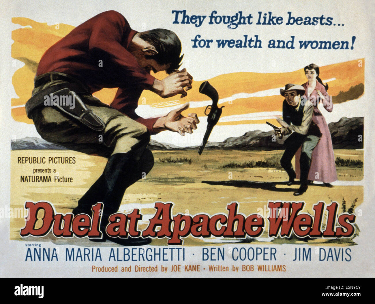 DUEL AT APACHE WELLS, from left: Jim Davis, Ben Cooper, Anna Maria ...