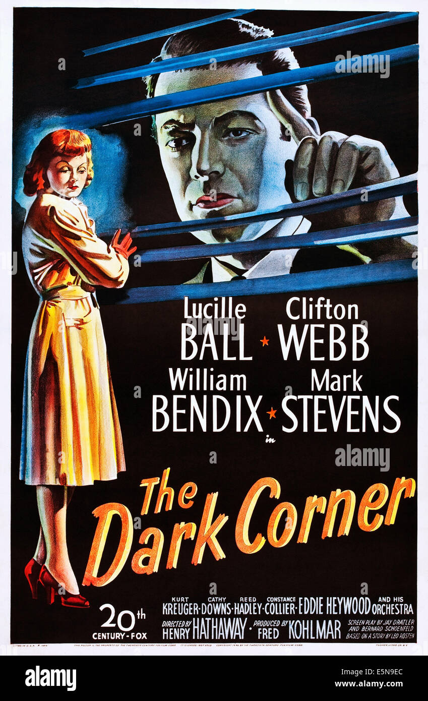 THE DARK CORNER, US poster art, Lucille Ball, Mark Stevens, 1946. TM ...