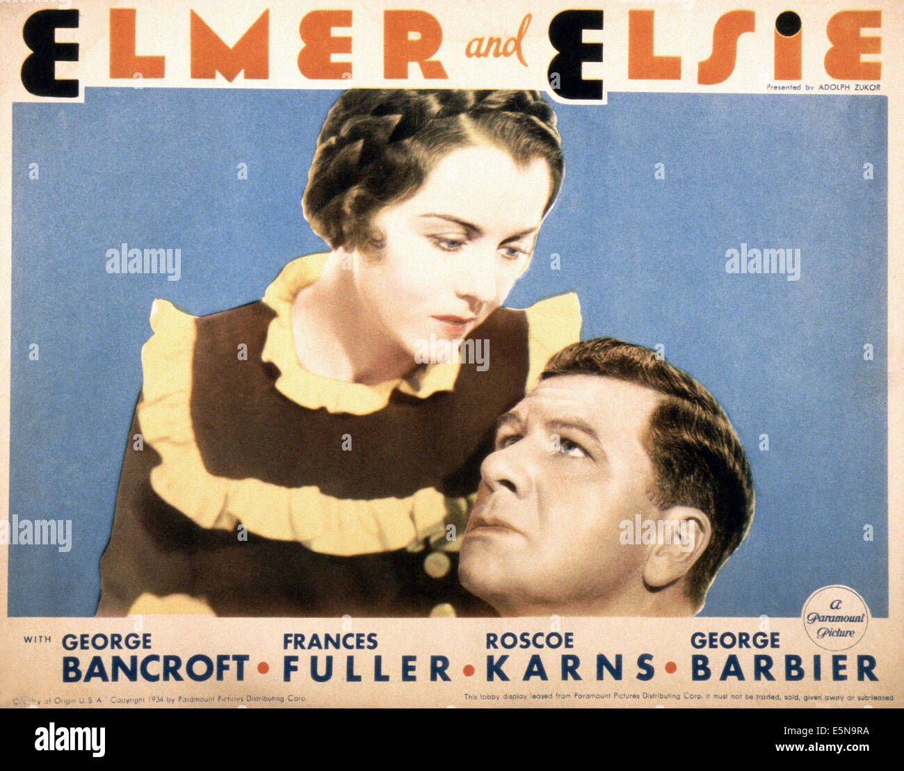 ELMER AND ELSIE, from left: Frances Fuller, George Bancroft, 1934 Stock ...