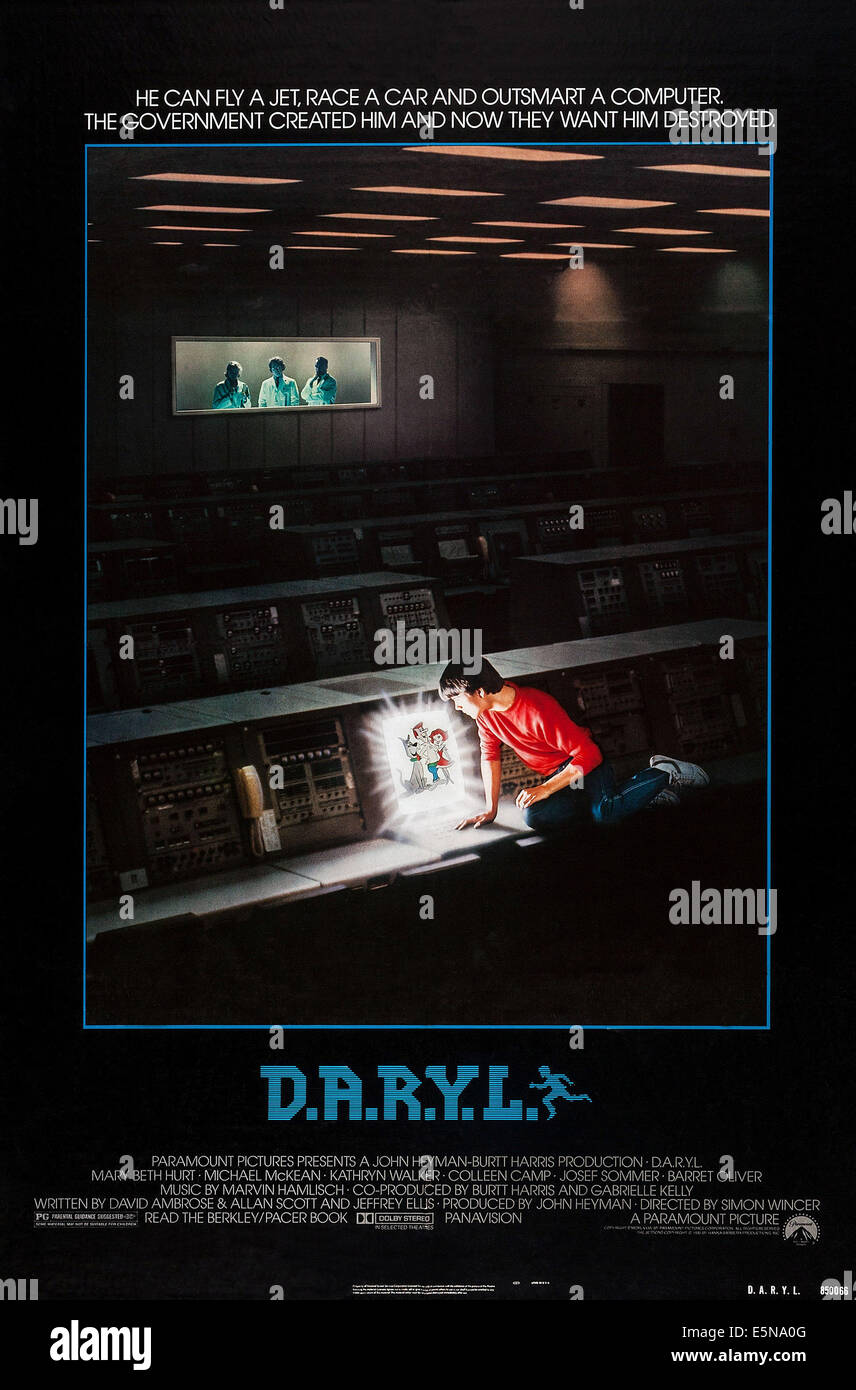 D.A.R.Y.L., Barrett Oliver on poster art, U.S. poster, 1985. ©Paramount ...