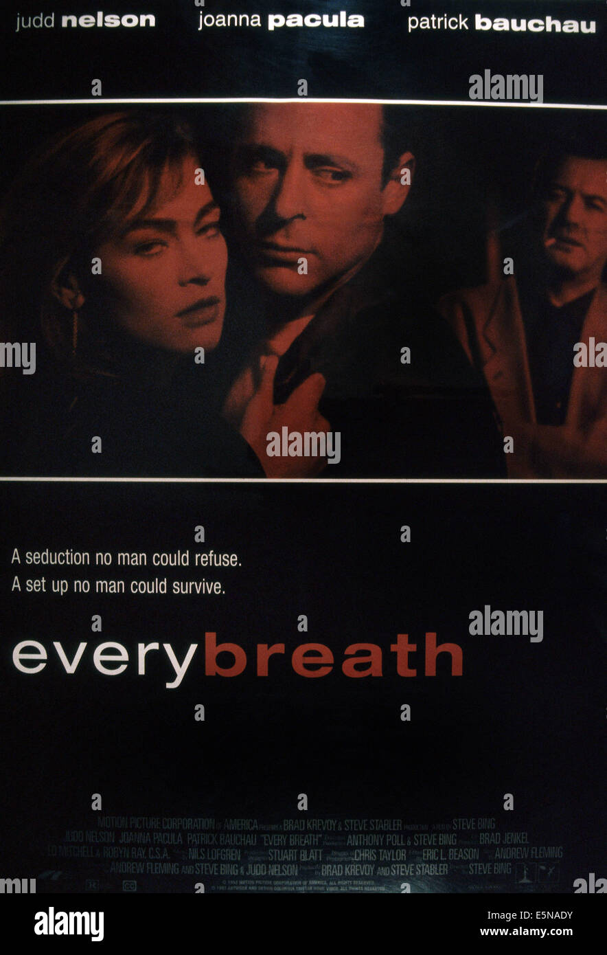 EVERY BREATH, U.S. poster, from left: Joanna Pacula, Judd Nelson ...