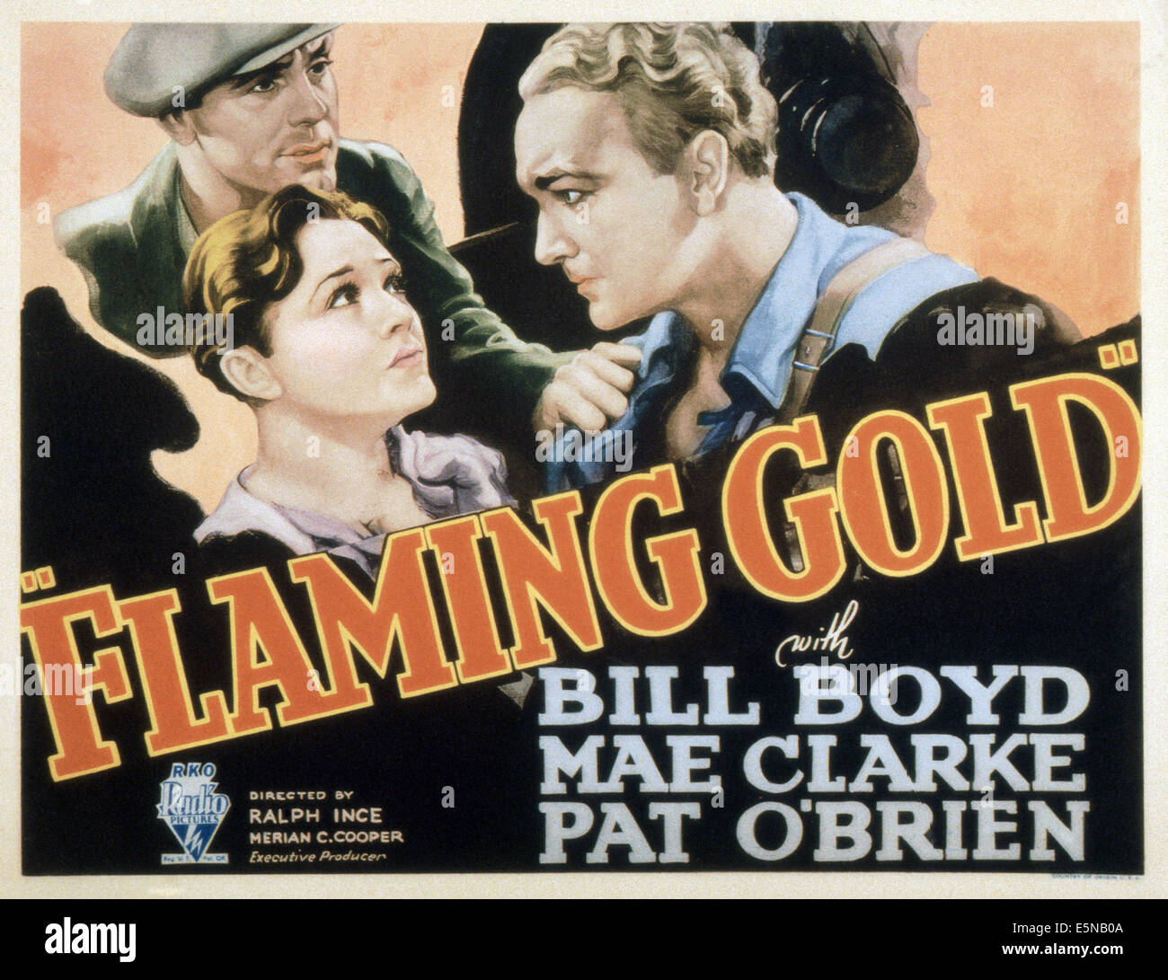 FLAMING GOLD, from left: Pat O'Brien (rear), Mae Clarke, William Boyd ...