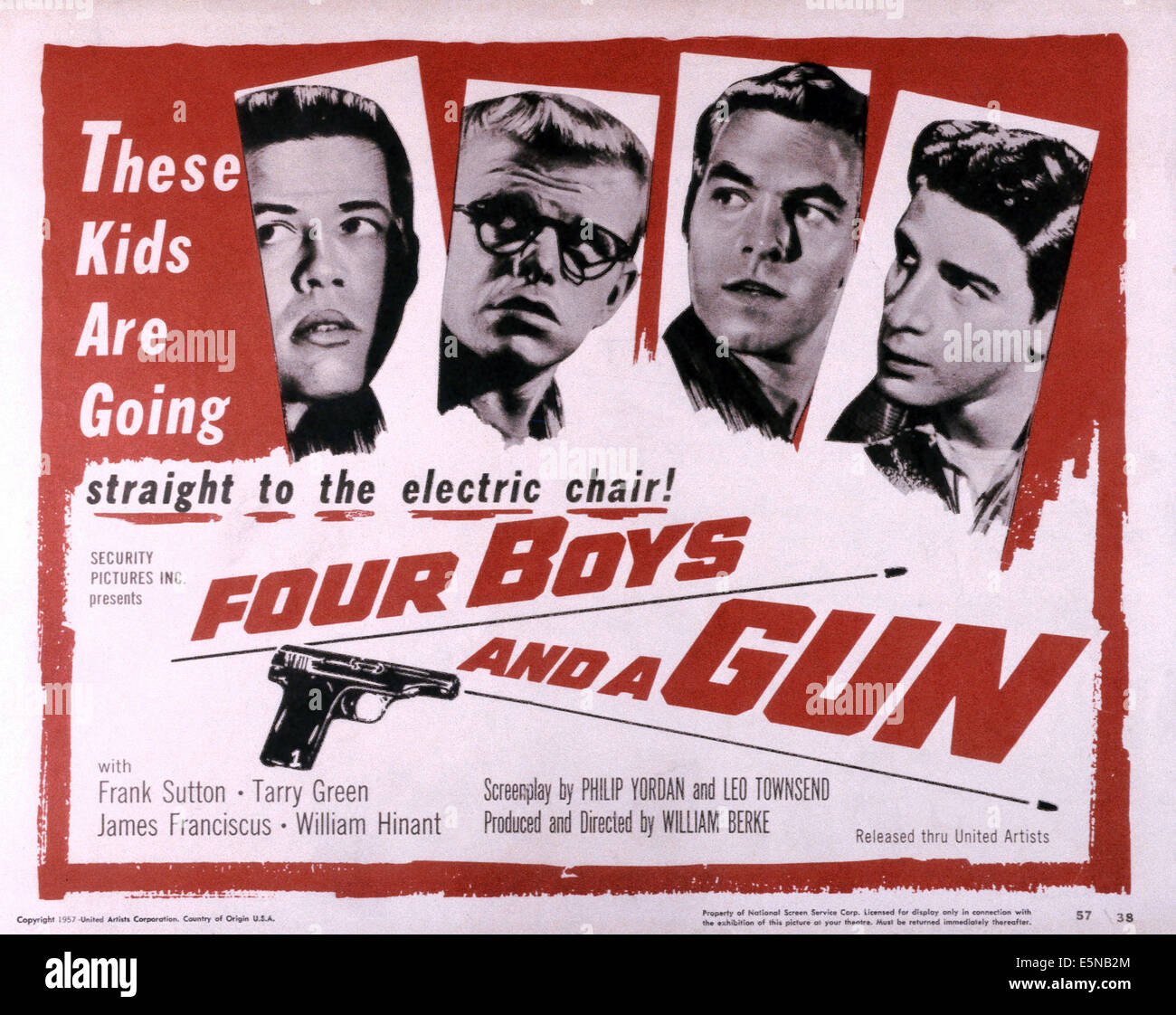 FOUR BOYS AND A GUN, from left: Frank Sutton, William Hinnant, James ...