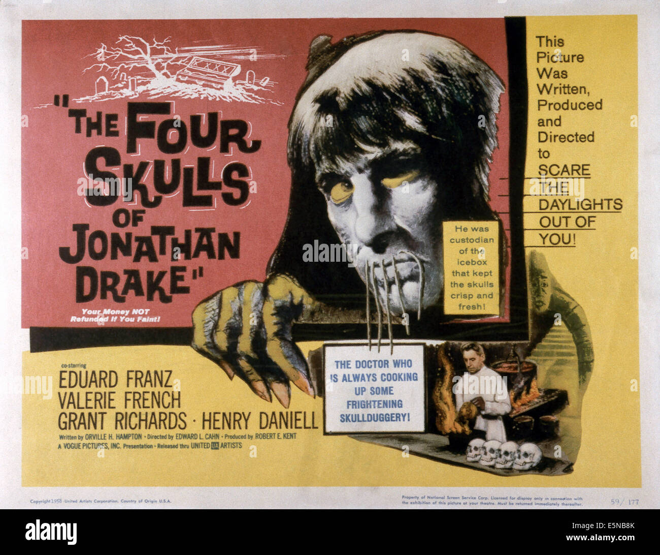 THE FOUR SKULLS OF JONATHAN DRAKE, Henry Daniell (bottom), 1959 Stock ...