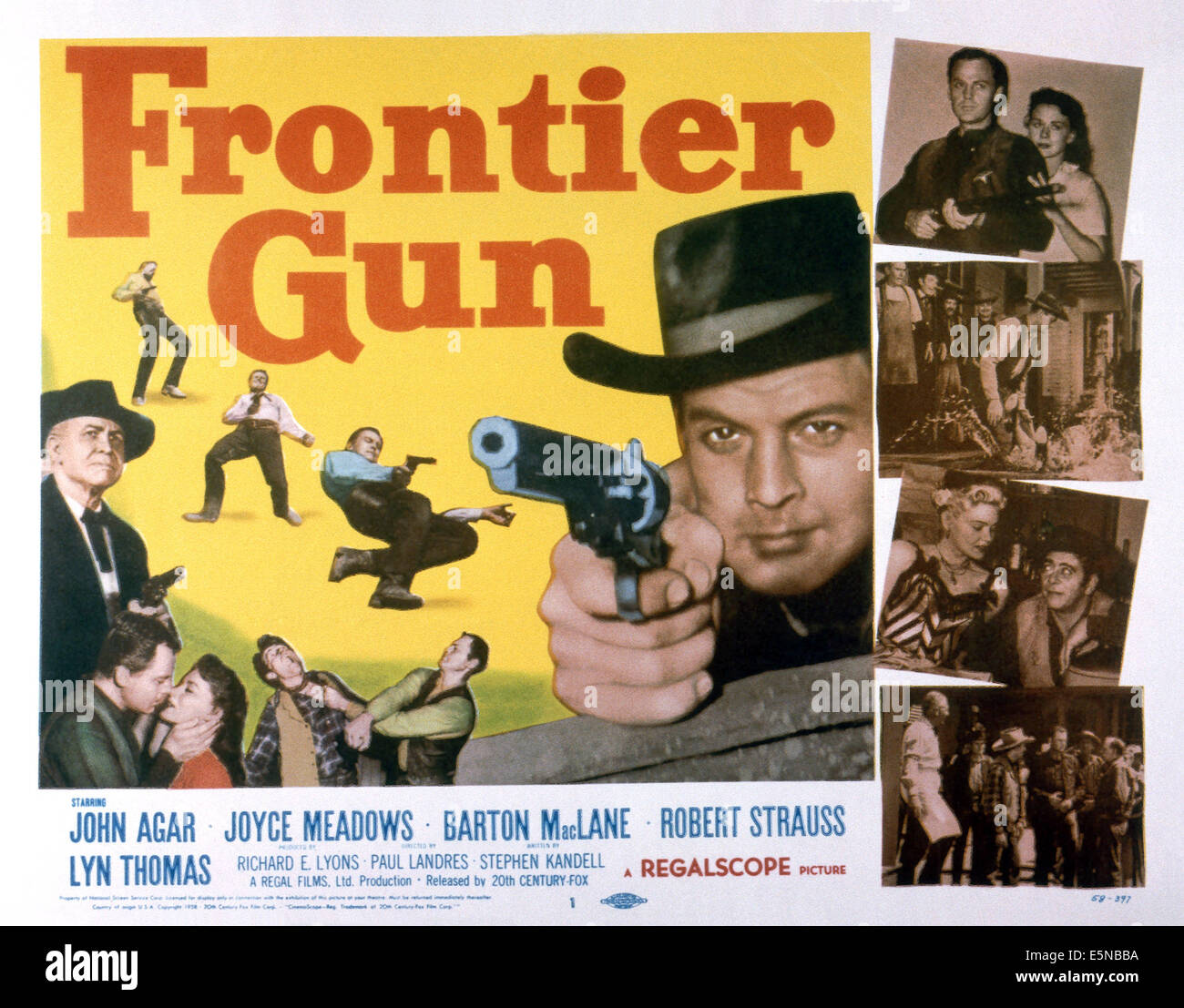 FRONTIER GUN, Barton MacLane (left), John Agar (right), 1958 Stock ...