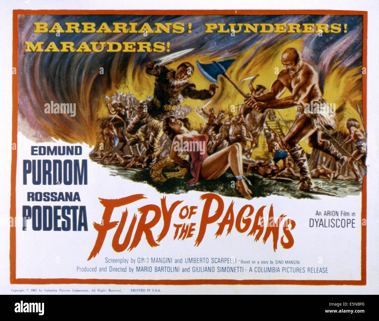 FURY OF THE PAGANS, (aka LA FURIA DEI BARBARI), poster, 1960 Stock ...