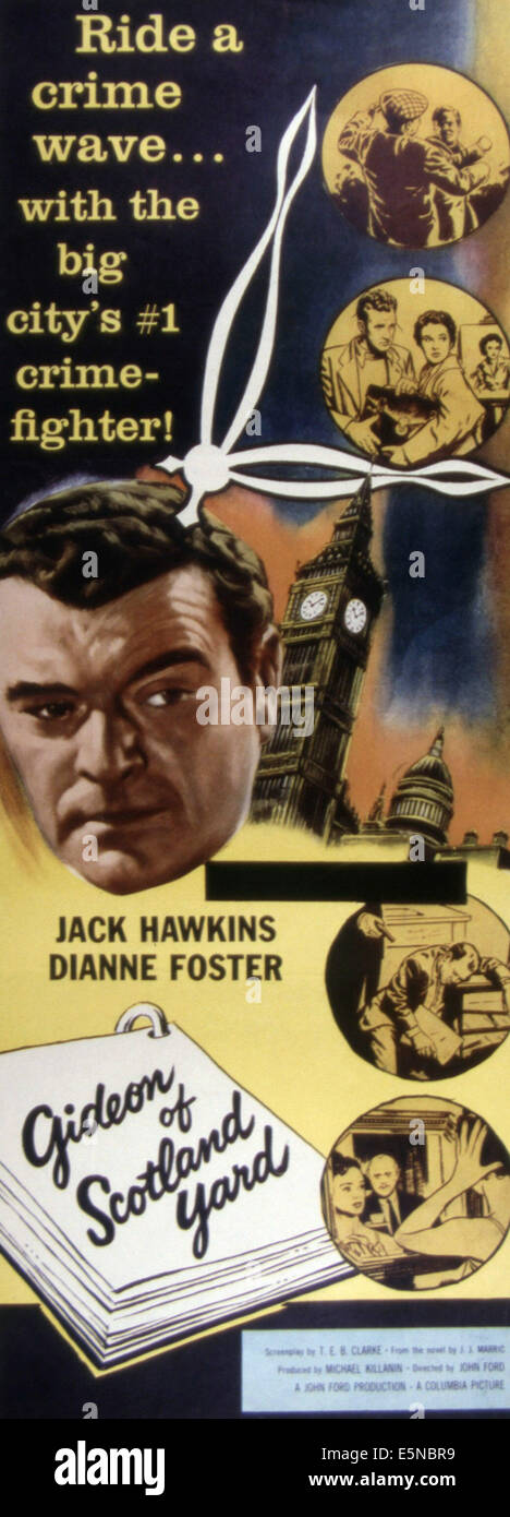 GIDEON OF SCOTLAND YARD, (aka GIDEON'S DAY), Jack Hawkins, 1958 Stock ...