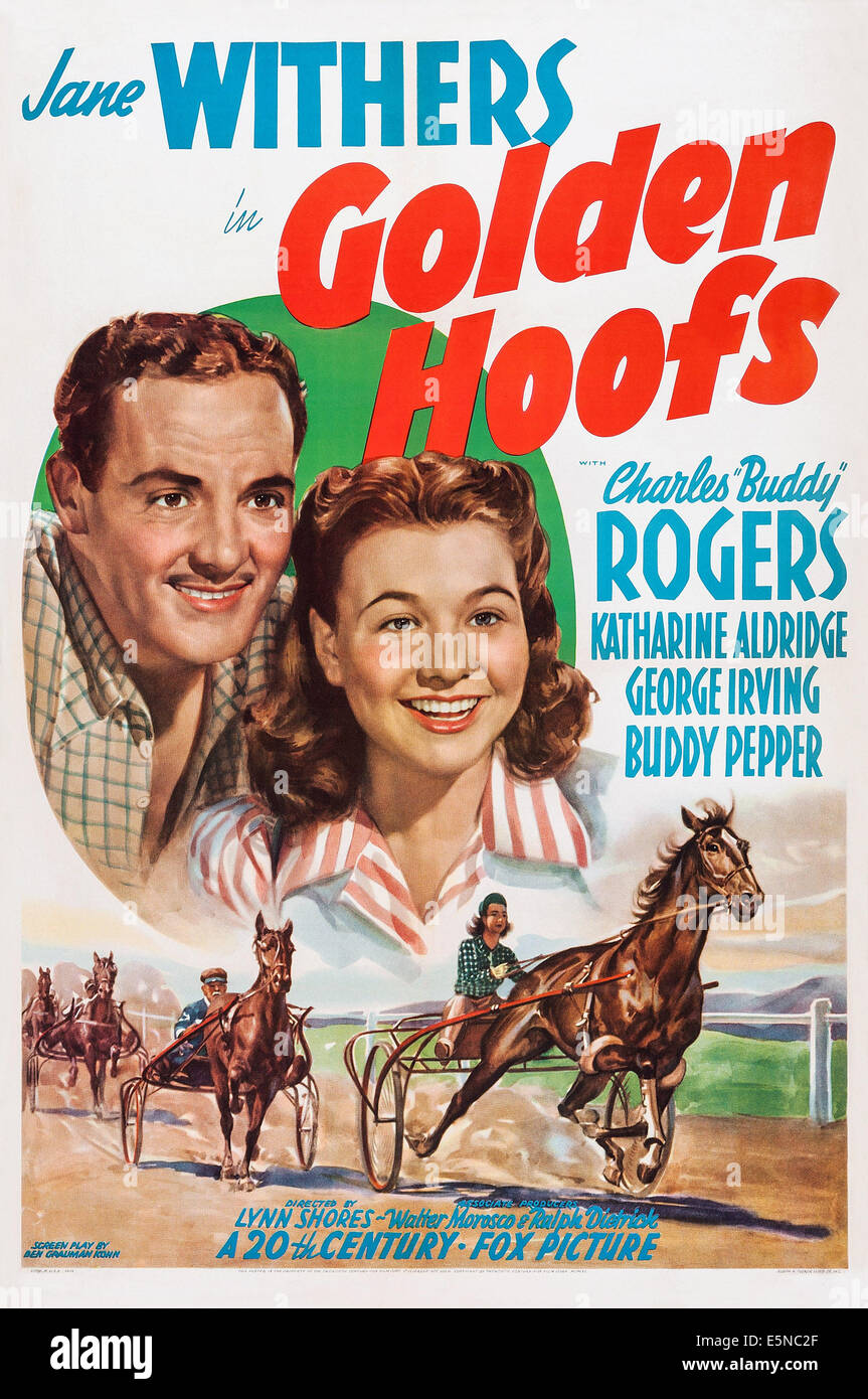 GOLDEN HOOFS, US poster art, from left: Charles 'Buddy' Rogers, Jane ...