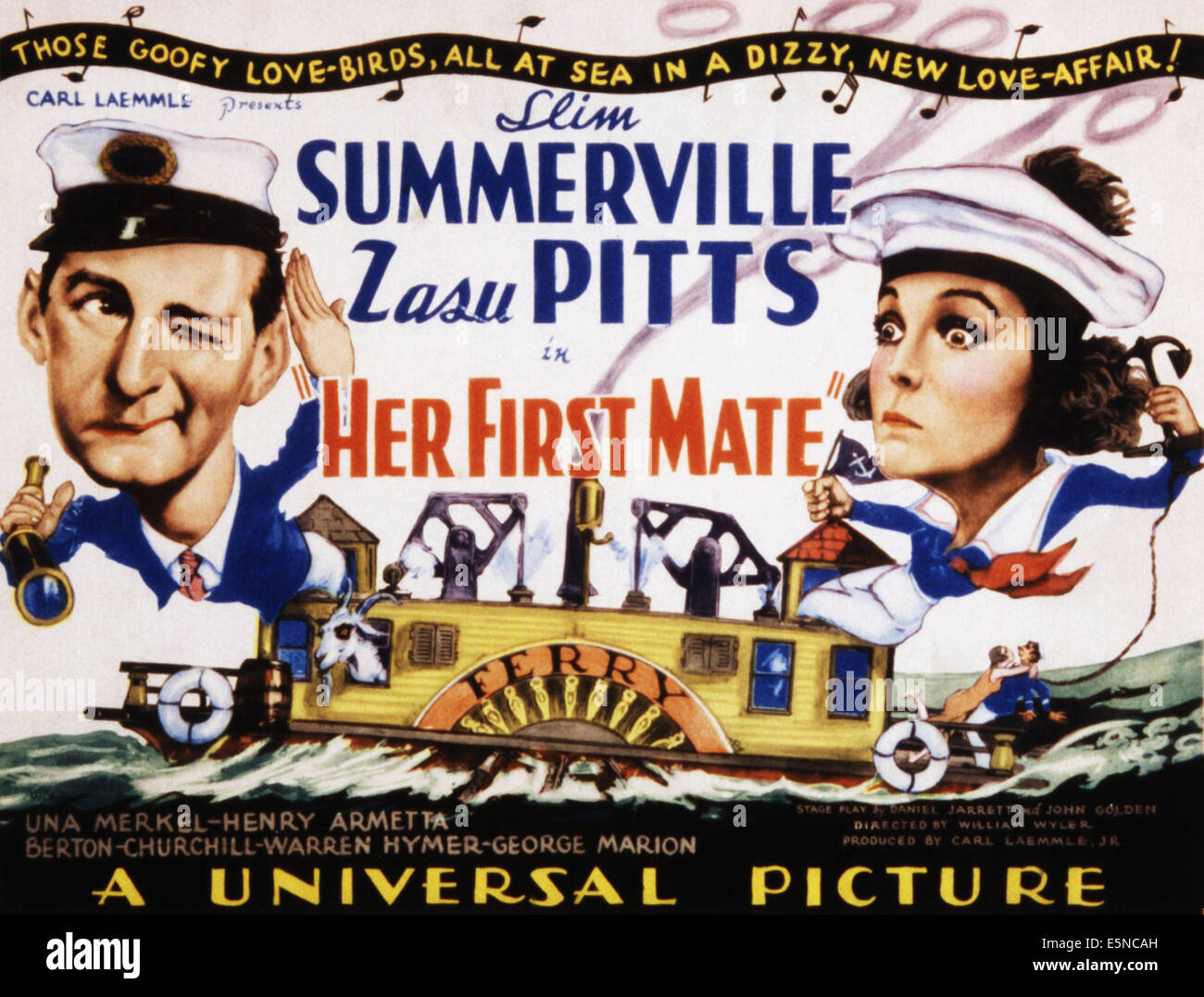 HER FIRST MATE, Slim Summerville, ZaSu Pitts, 1933 Stock Photo - Alamy