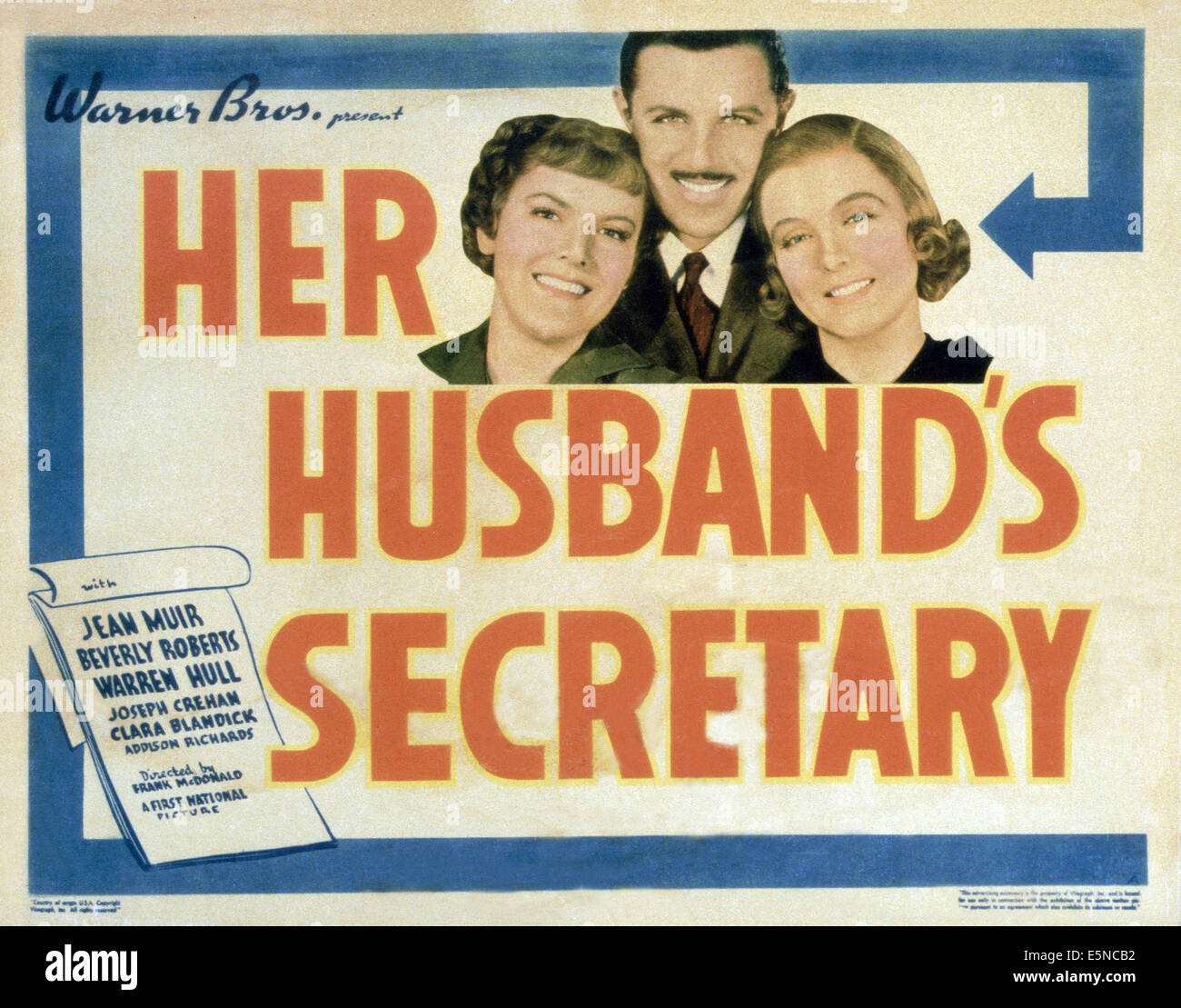 HER HUSBAND'S SECRETARY, from left: Beverly Roberts, Warren Hull, Jean ...