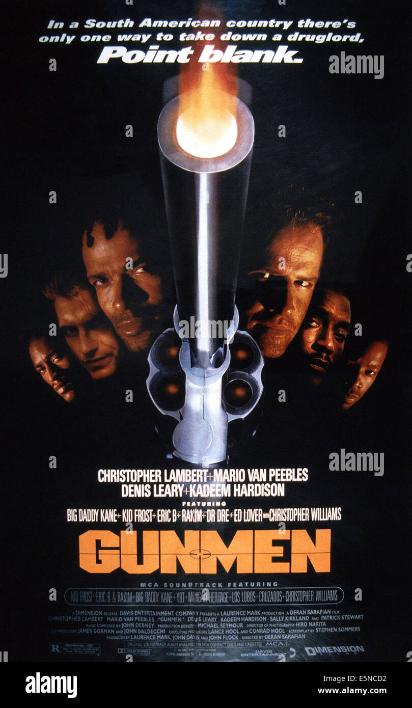 GUNMEN, U.S. poster, from left: Rakim, Denis Leary, Mario Van Peebles ...