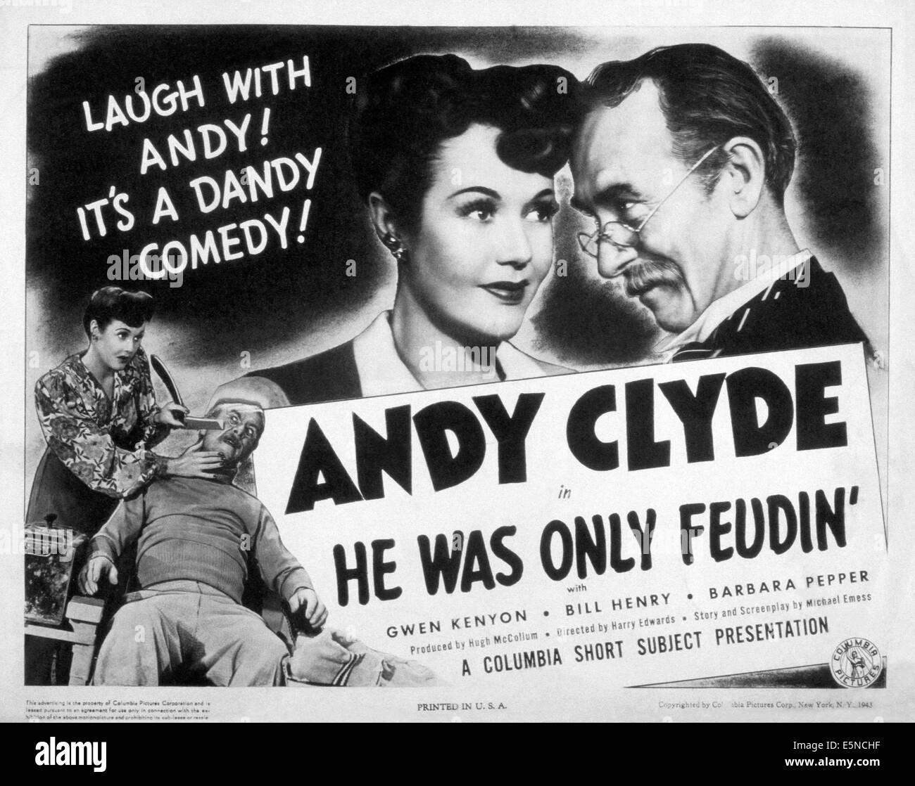 HE WAS ONLY FEUDIN', from left: Gwen Kenyon, Andy Clyde, Gwen Kenyon ...