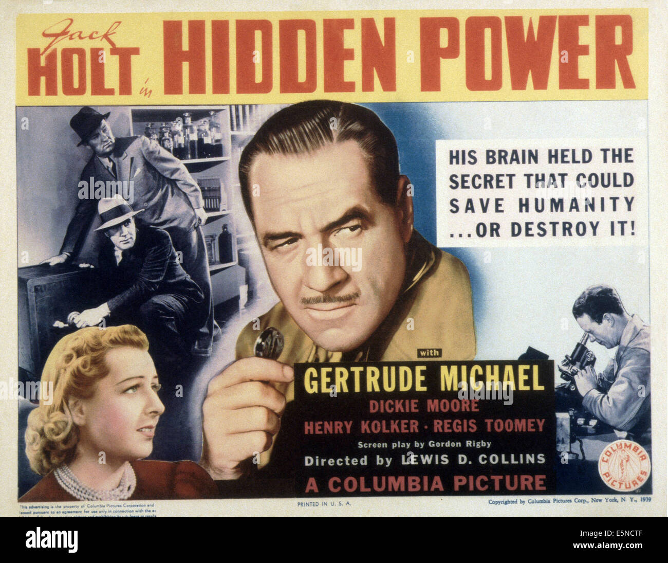 HIDDEN POWER, Gertrude Michael (bottom), Jack Holt (center), 1939 Stock ...