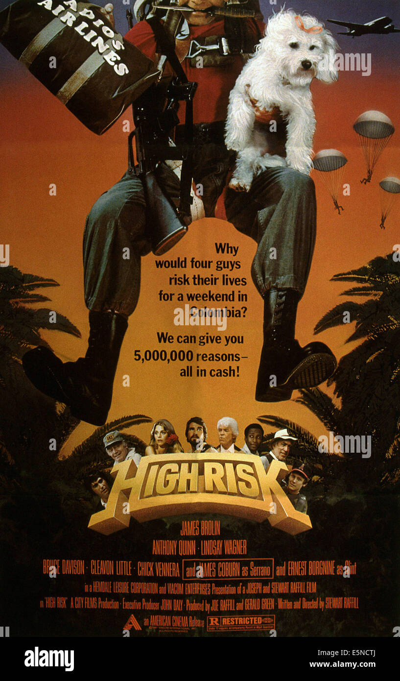 HIGH RISK, from left: Chick Vennera, Ernest Borgnine, Lindsay Wagner ...