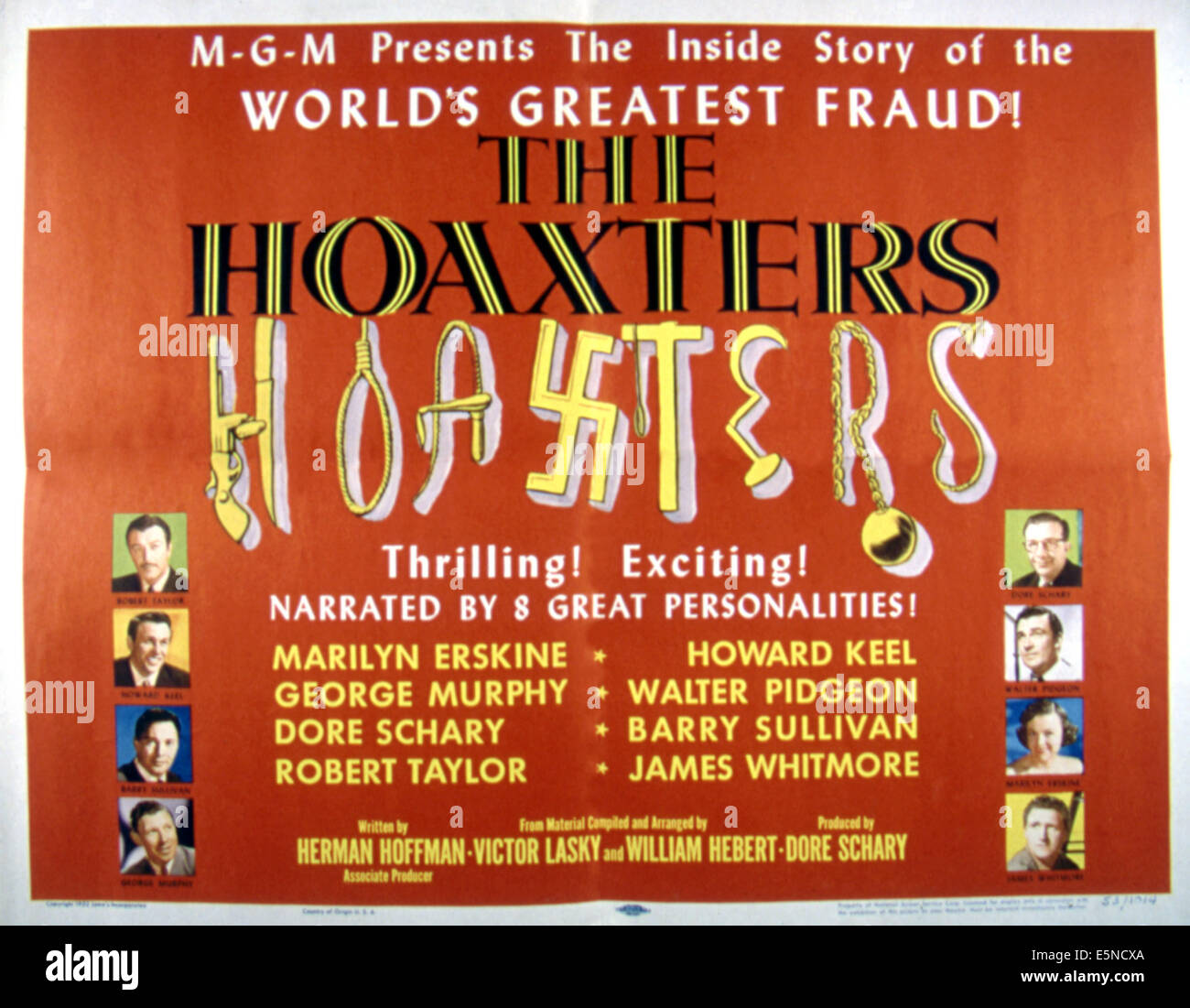 THE HOAXSTERS, Robert Taylor, Dore Shary, Howard Keel, Walter Pidgeon ...