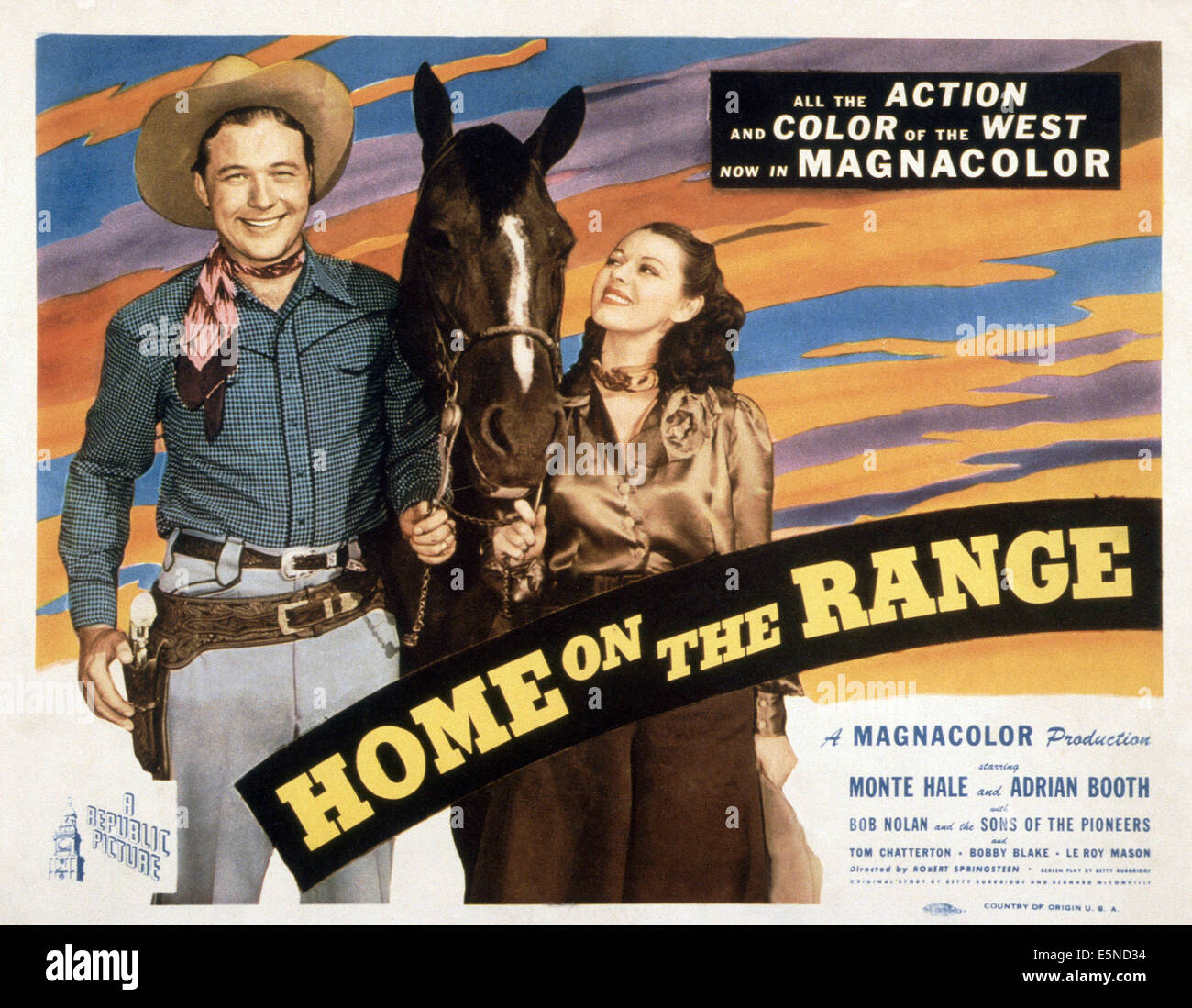 HOME ON THE RANGE, from left: Monte Hale, Adrian Booth, 1946 Stock ...