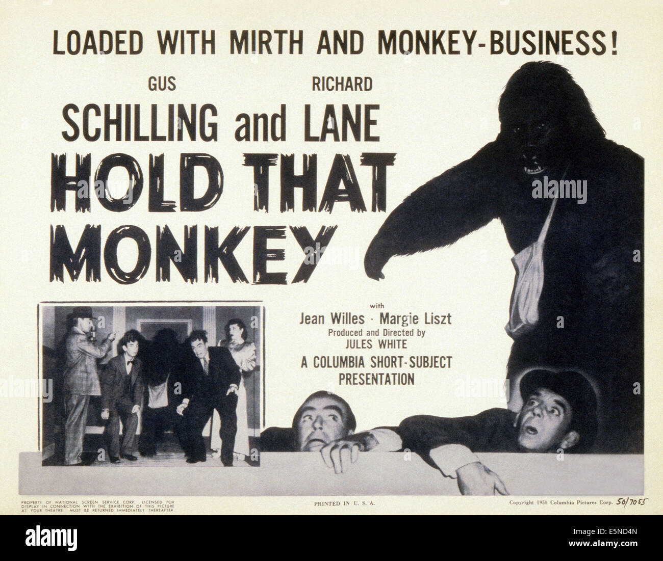 HOLD THAT MONKEY, bottom: Richard Lane, Gus Schilling, 1950 Stock Photo ...