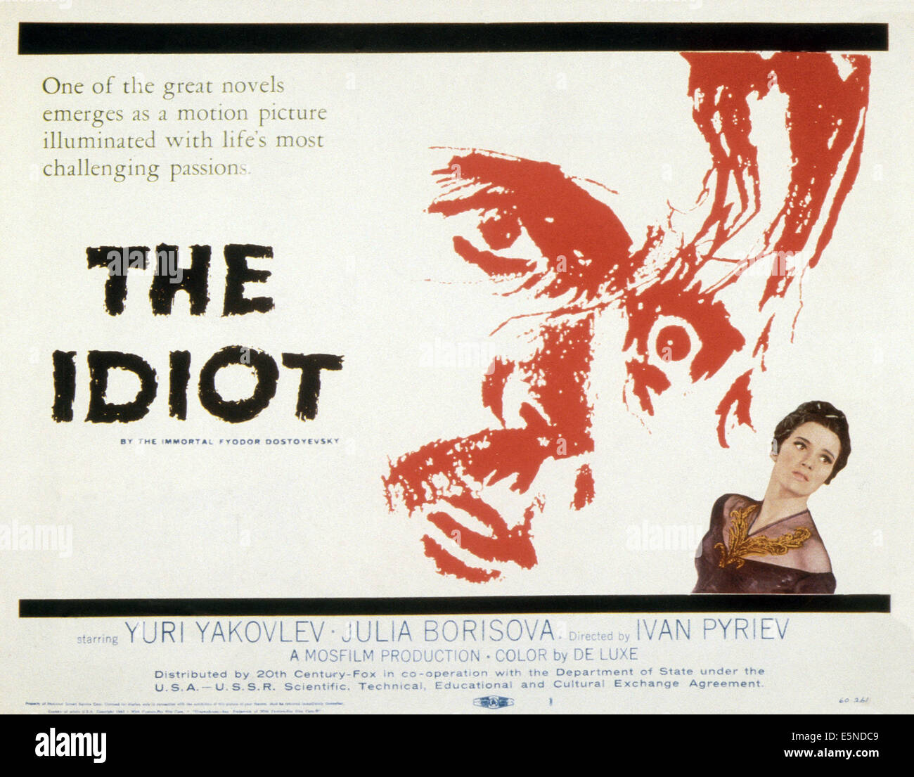 THE IDIOT from left: Yuriy Yakovlev, Yuliya Borisova, 1959 Stock Photo ...