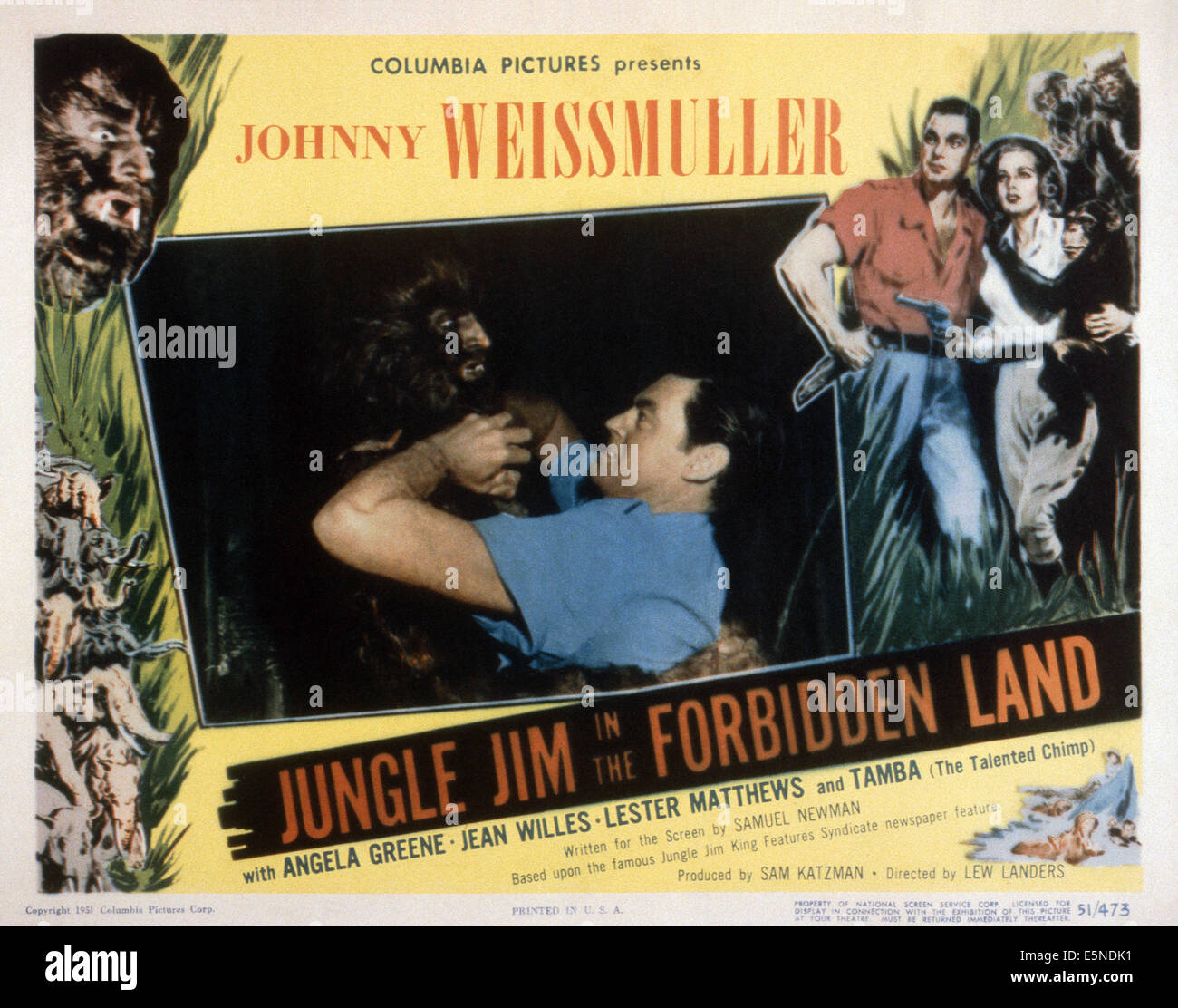 JUNGLE JIM IN THE FORBIDDEN LAND, Johnny Weissmuller (center), 1952 ...