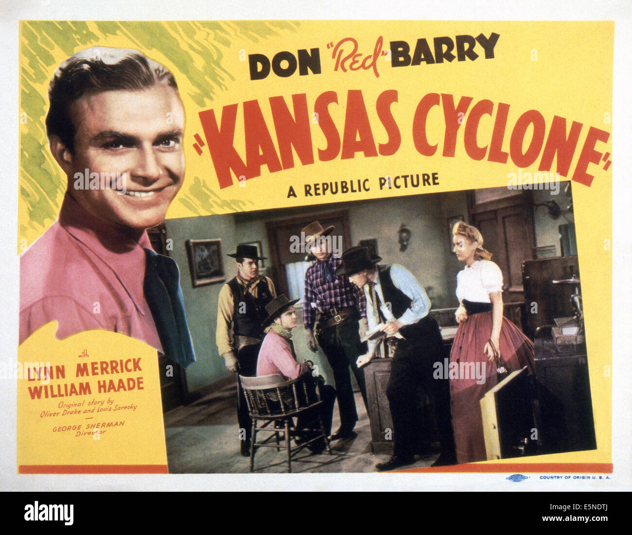 KANSAS CYCLONE, Don 'Red' Barry (left), Lynn Merrick (right), 1941 ...