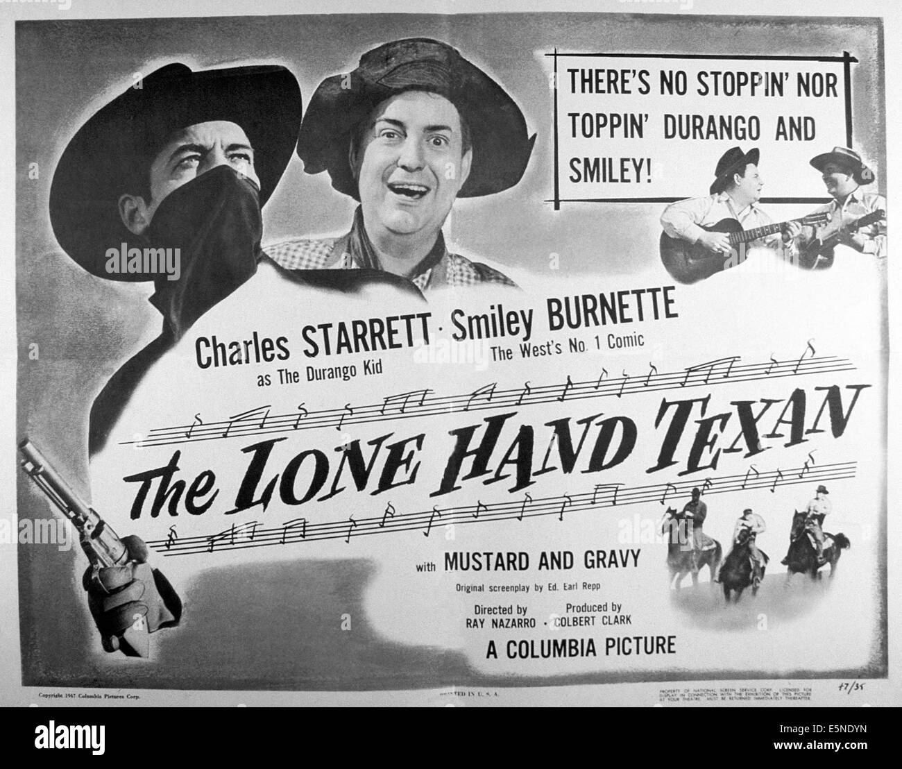 THE LONE HAND TEXAN, top left: Charles Starrett, Smiley Burnette, 1947 ...