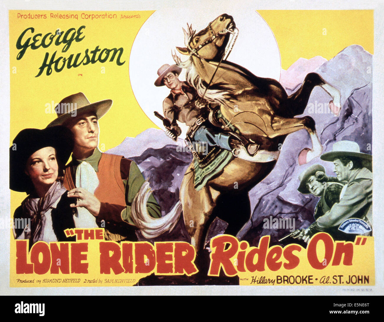 THE LONE RIDER RIDES ON, left: Hillary Brooke, George Houston, 1941 ...