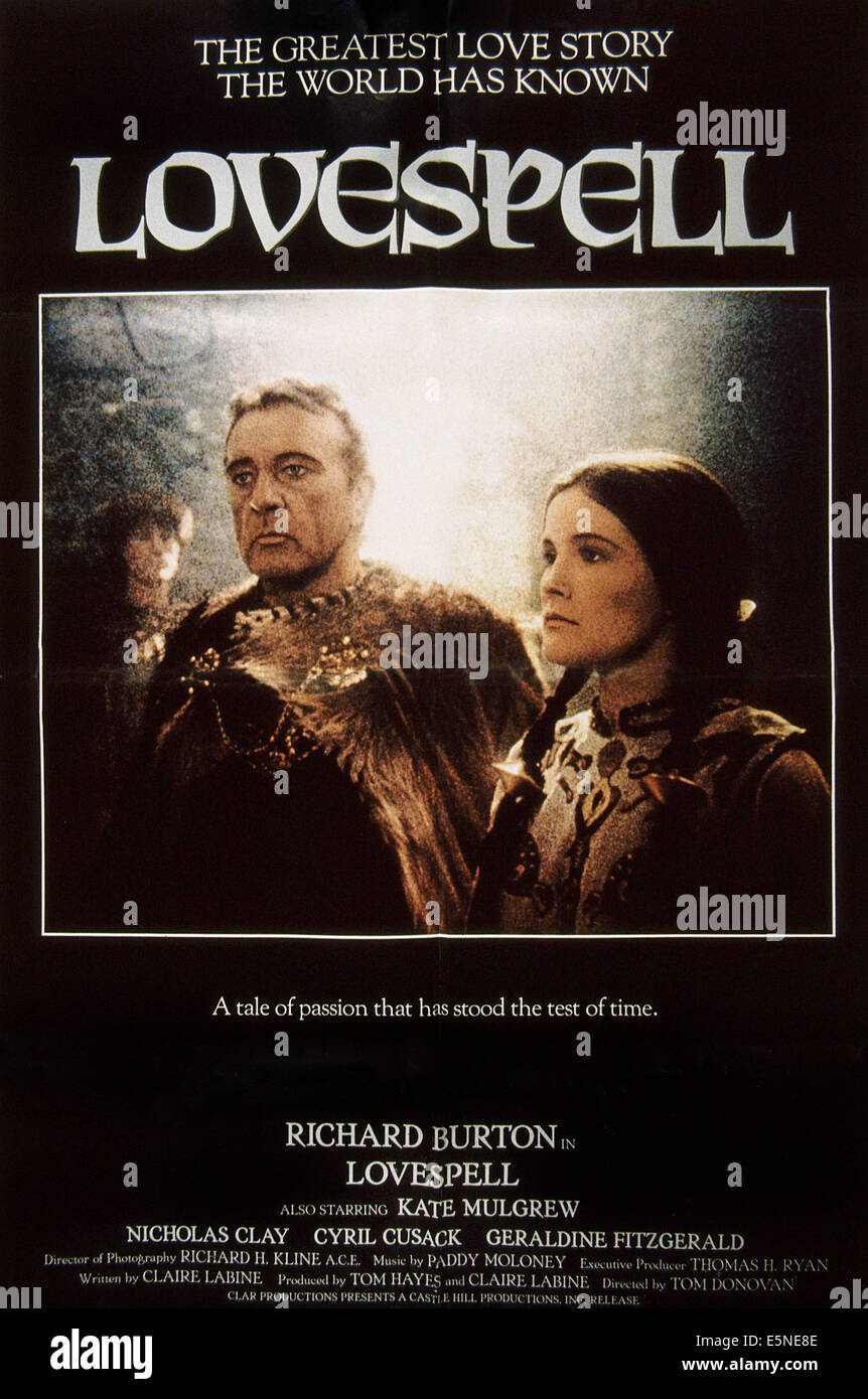 LOVESPELL, U.S. poster, from left: Richard Burton, Kate Mulgrew, 1981 ...