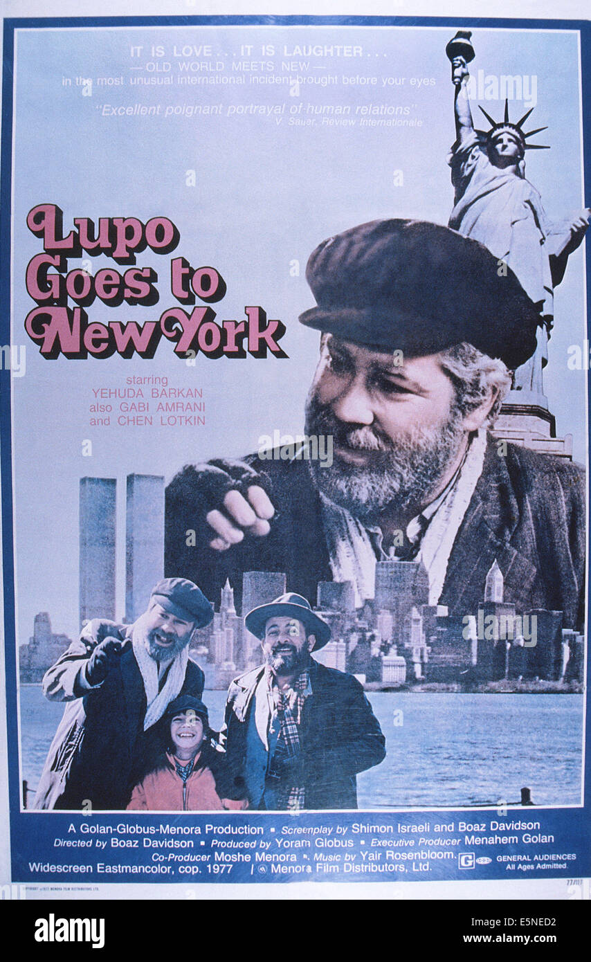 LUPO GOES TO NEW YORK, (aka LUPO B'NEW YORK), poster, Yehuda Barkan ... LUPO GOES TO NEW YORK, (aka LUPO B'NEW YORK), poster, Yehuda Barkan ...