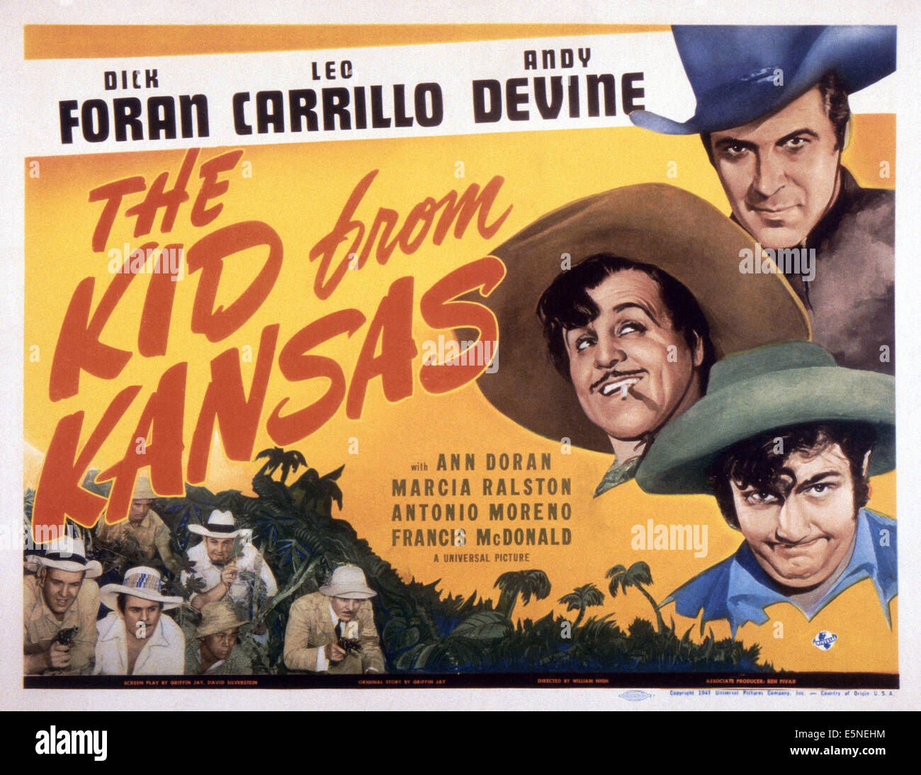 THE KID FROM KANSAS, from top right: Dick Foran, Leo Carillo, Andy ...