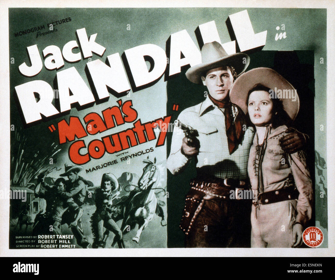 MAN'S COUNTRY, from left: Jack Randall, Marjorie Reynolds, 1938 Stock ...