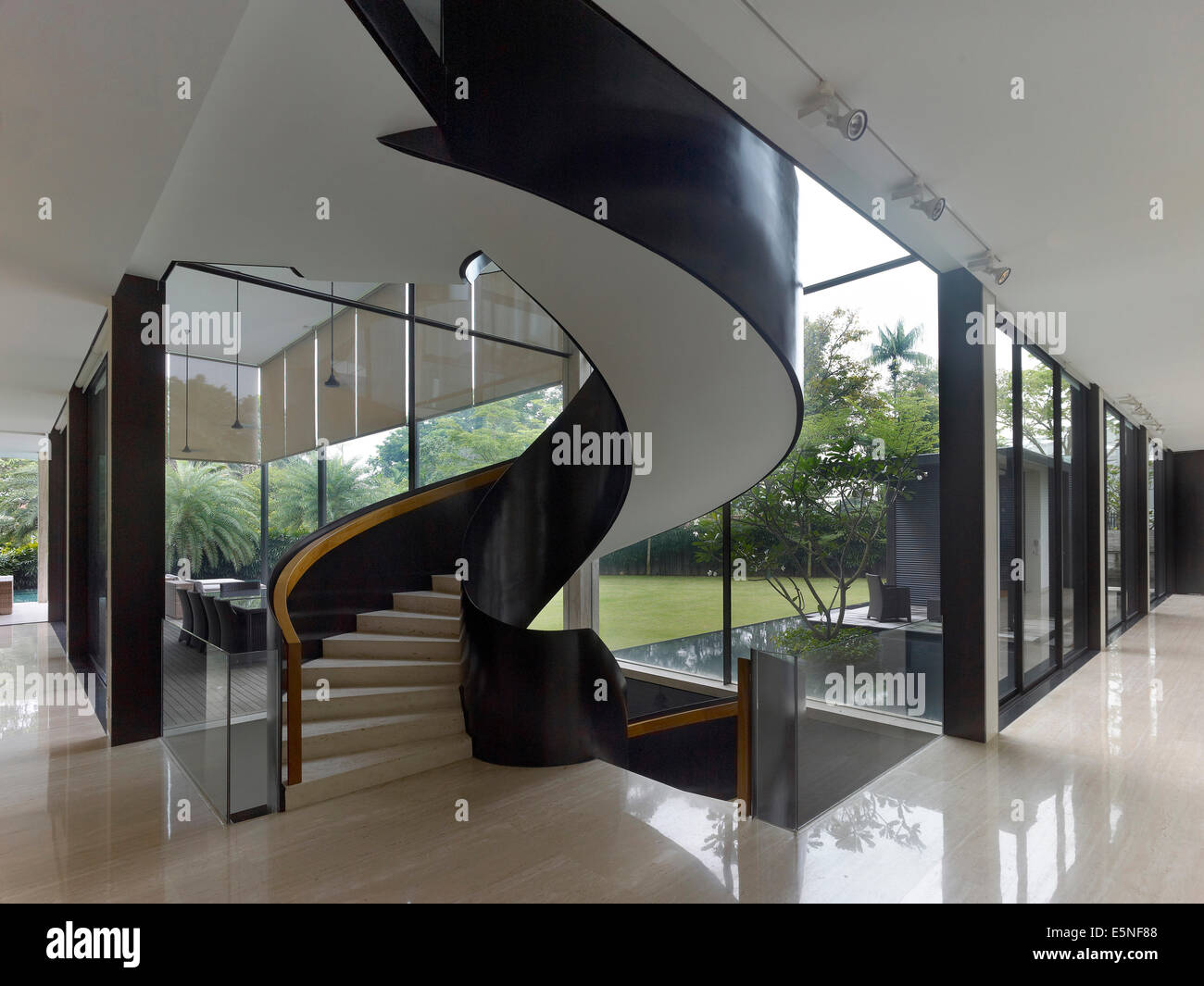 Open plan spiral staircase in private residence, Queen Astrid Park ...