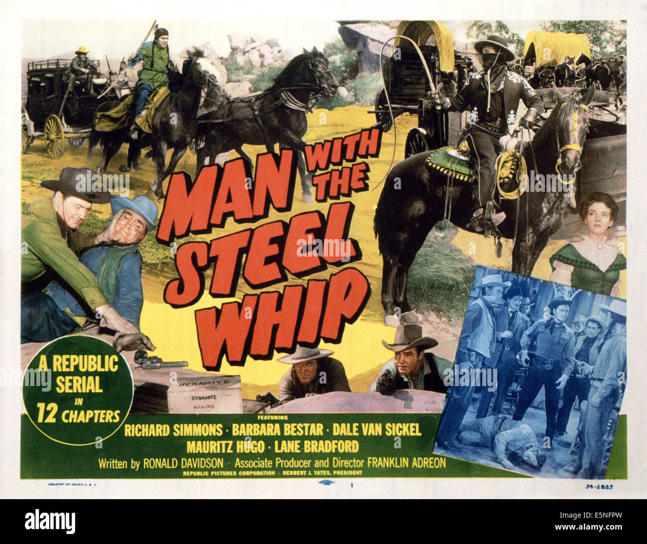 MAN WITH THE STEEL WHIP, Dick Simmons, (top right), Barbara Bestar ...