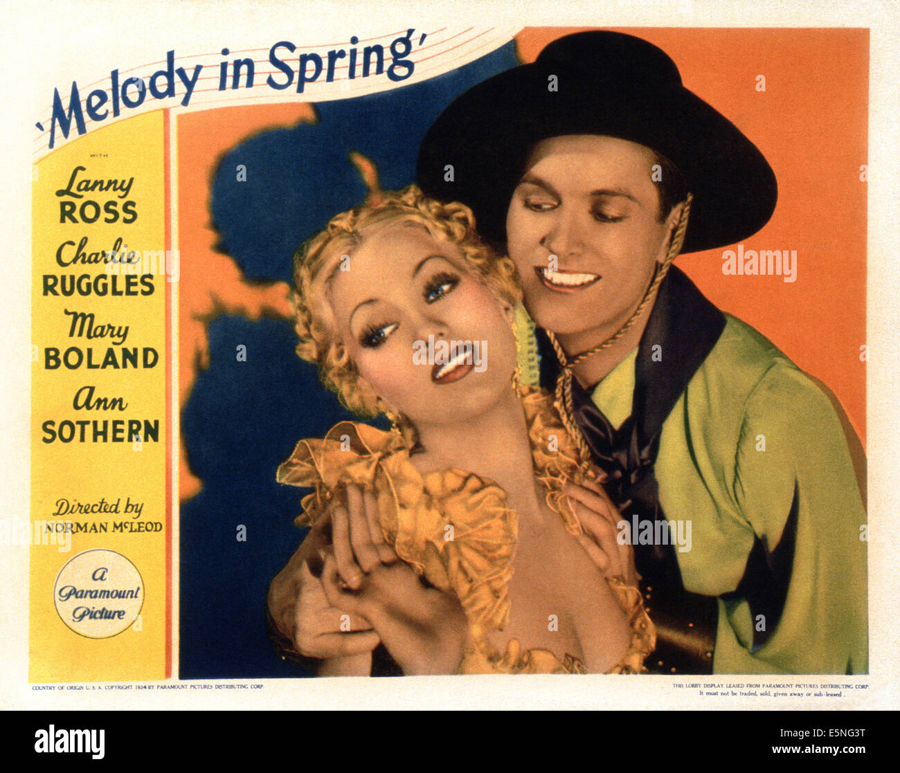 MELODY IN SPRING, US lobbycard from left, Ann Sothern, Lanny Ross, 1934 ...