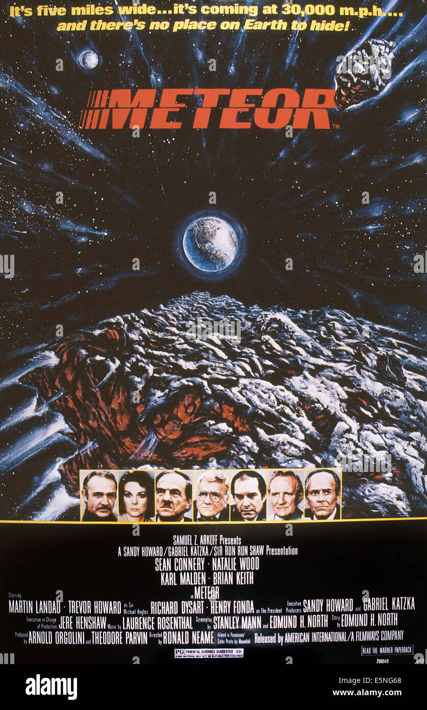 METEOR, US poster, from left: Sean Connery, Natalie Wood, Karl Malden ...
