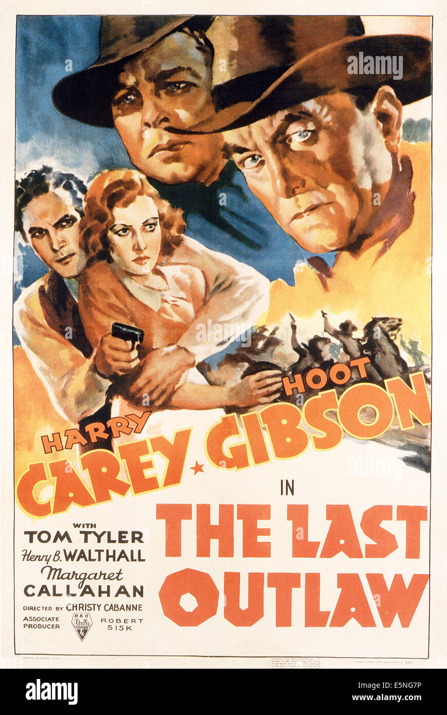 THE LAST OUTLAW, from left: Tom Tyler, Margaret Callahan, Hoot Gibson ...