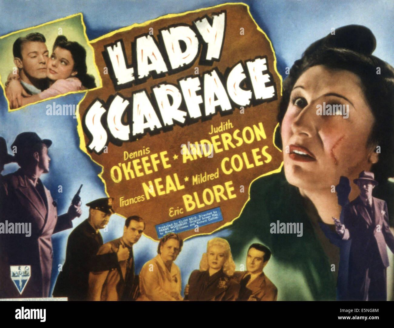 LADY SCARFACE, (upper left), Dennis O'Keefe, Frances Neal, (right ...