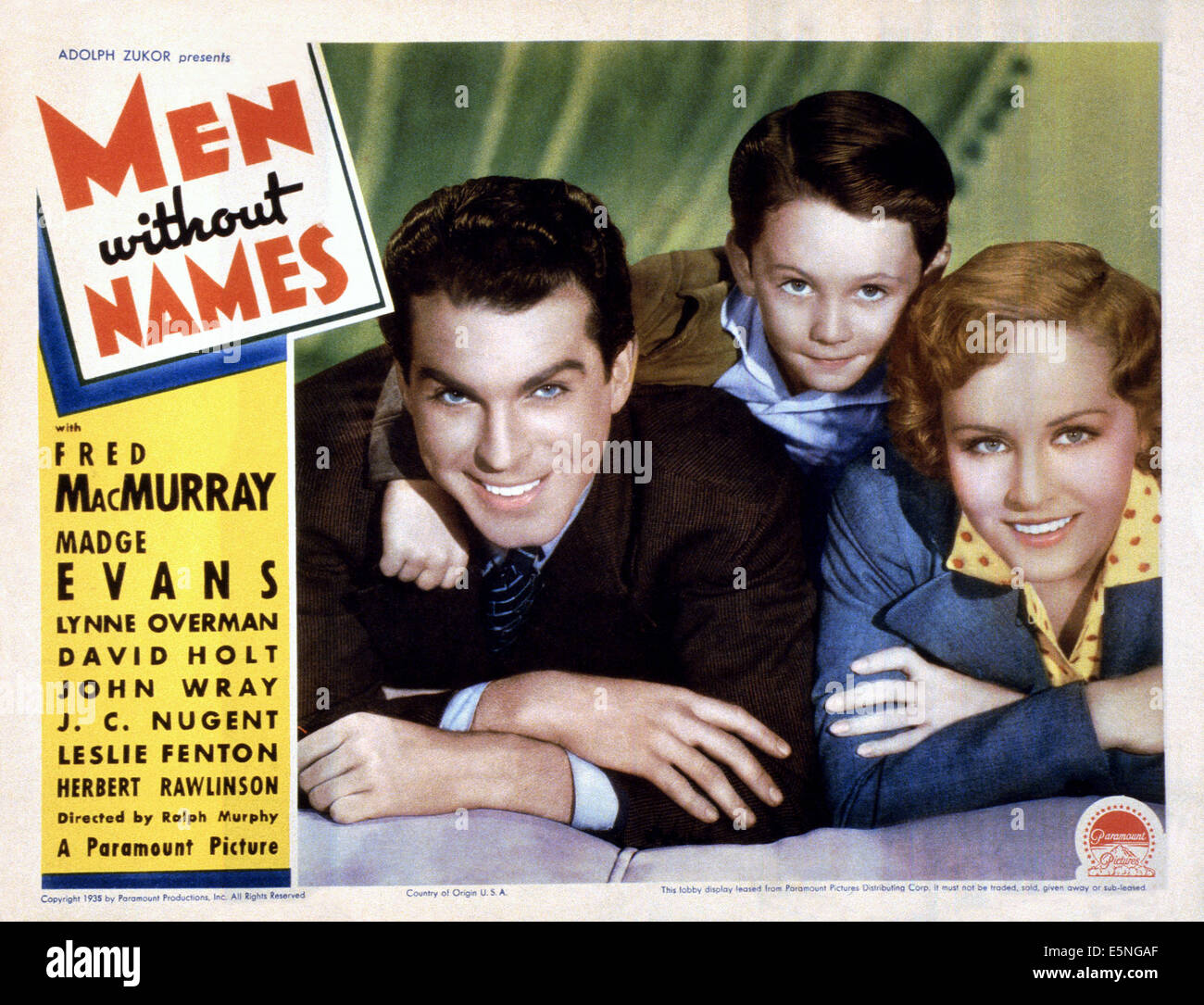MEN WITHOUT NAMES, US lobbycard, from left, Fred MacMurray, David Holt ...
