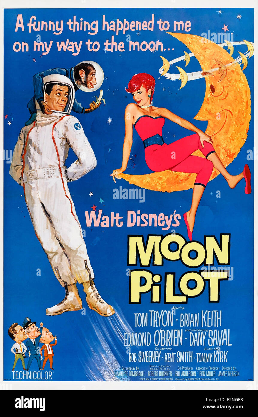 MOON PILOT, US poster art, top from left: Tom Tryon, Dany Saval, 1962 ...
