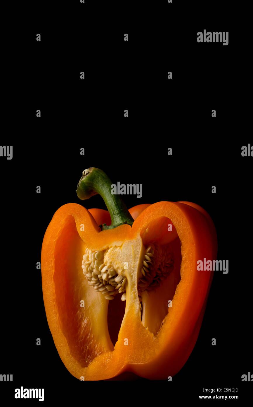 Orange bell pepper sliced open Stock Photo - Alamy