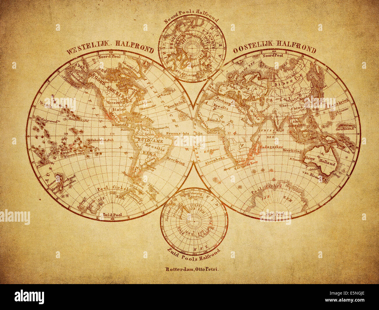 vintage map of the world 1860 Stock Photo - Alamy