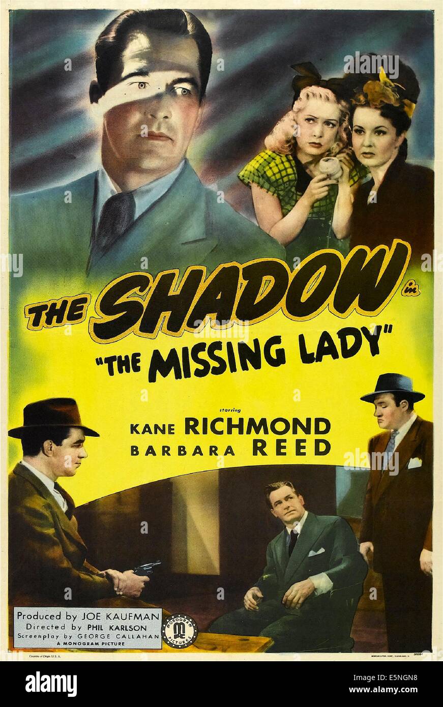 THE MISSING LADY: 'The Shadow', US poster, top from left: Kane Richmond ...