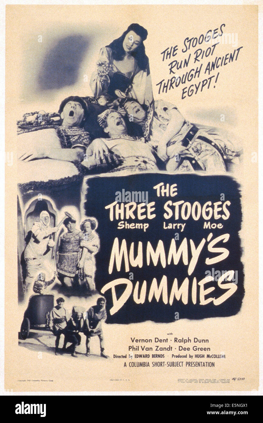 MUMMY'S DUMMIES, US poster art, top, from left: Moe Howard, Larry Fine ...