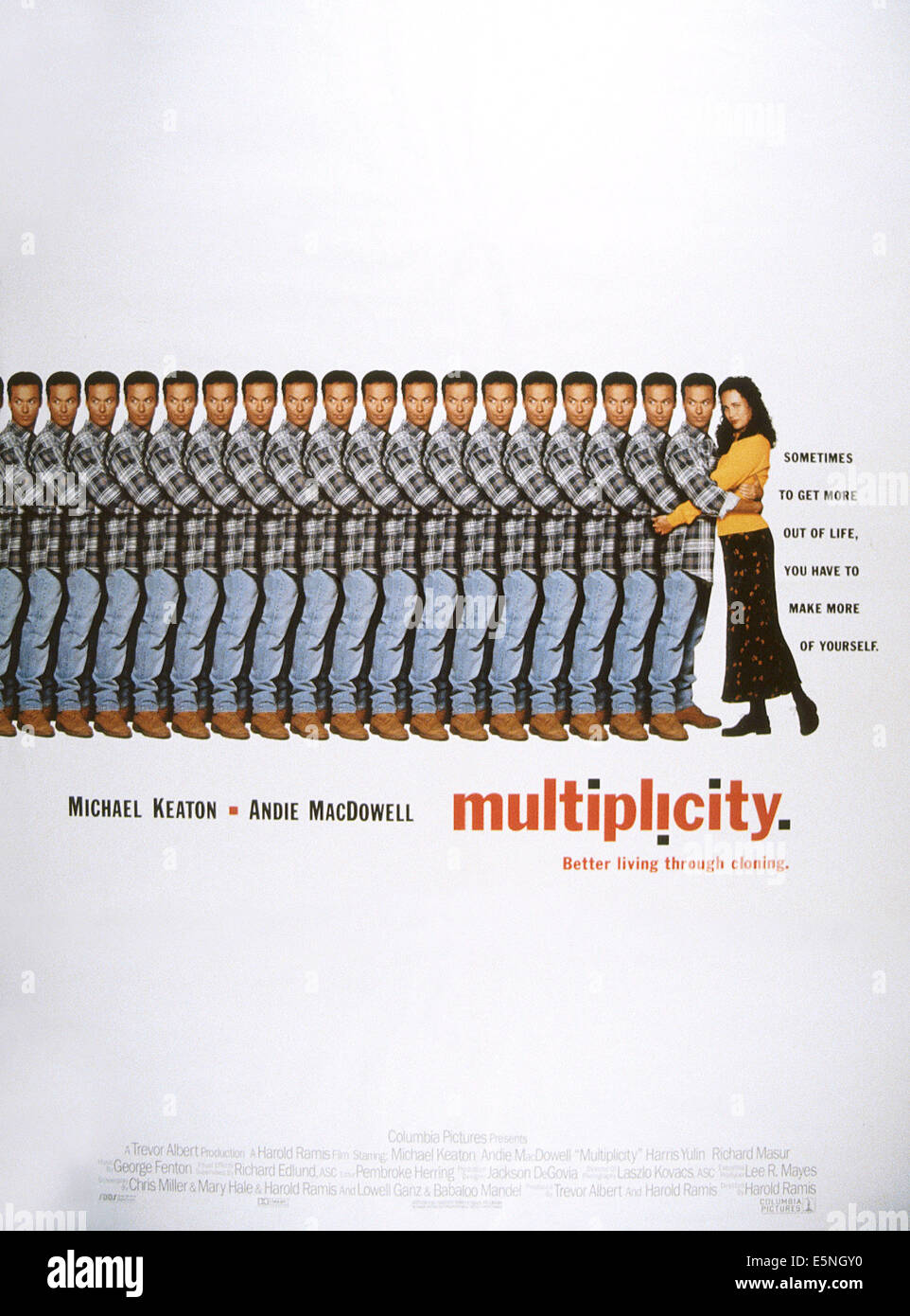 MULTIPLICITY, US poster, from left: Michael Keaton, Andie MacDowell ...
