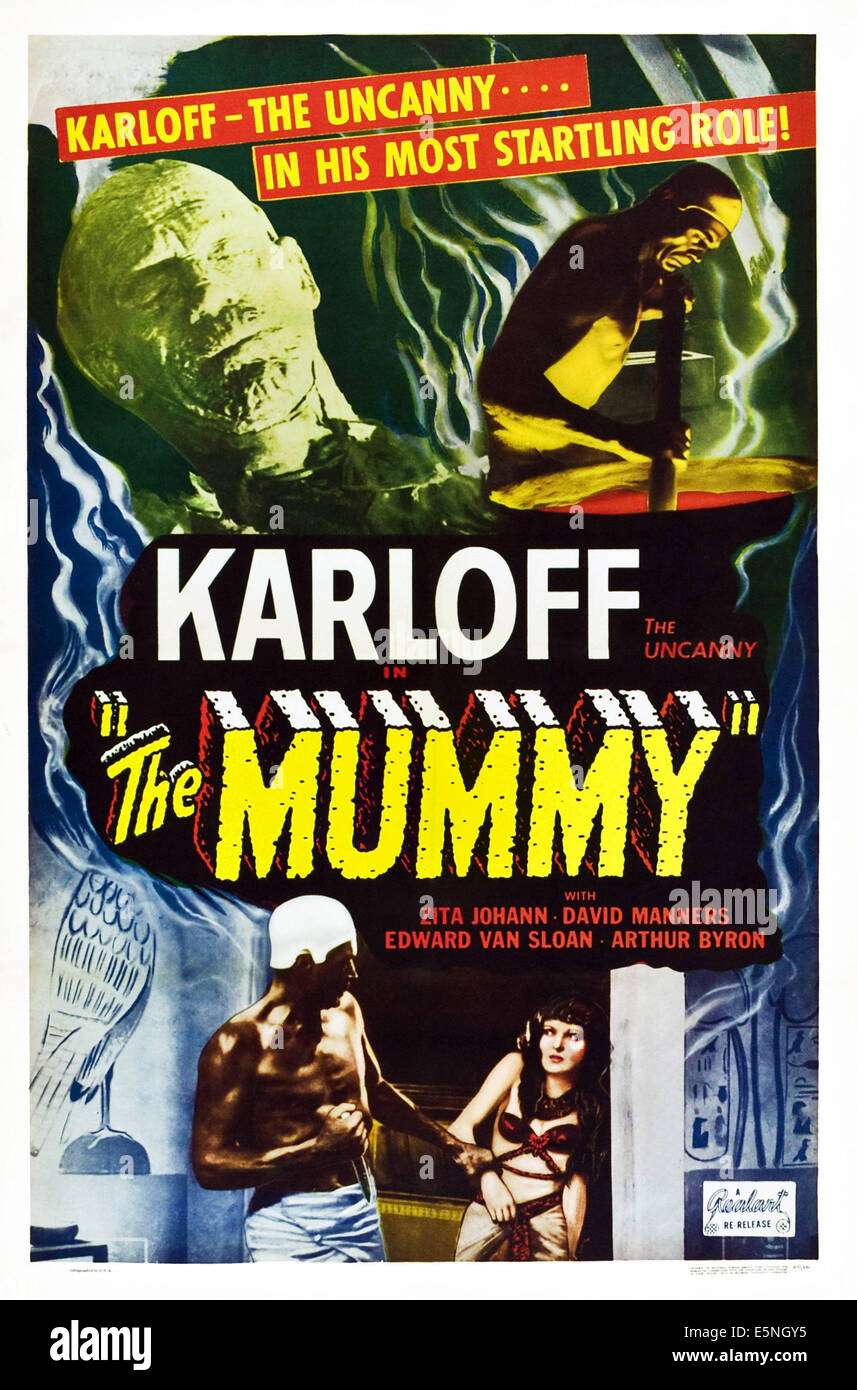 THE MUMMY, top left: Boris Karloff; top right: Noble Johnson; on bottom ...
