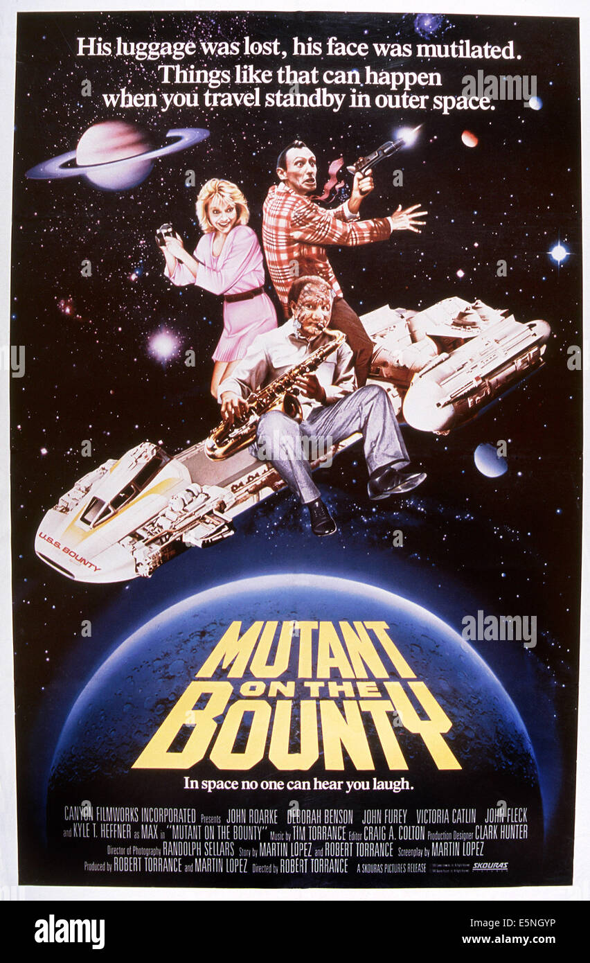 MUTANT ON THE BOUNTY, US poster, Deborah Benson (left), John roarke ...