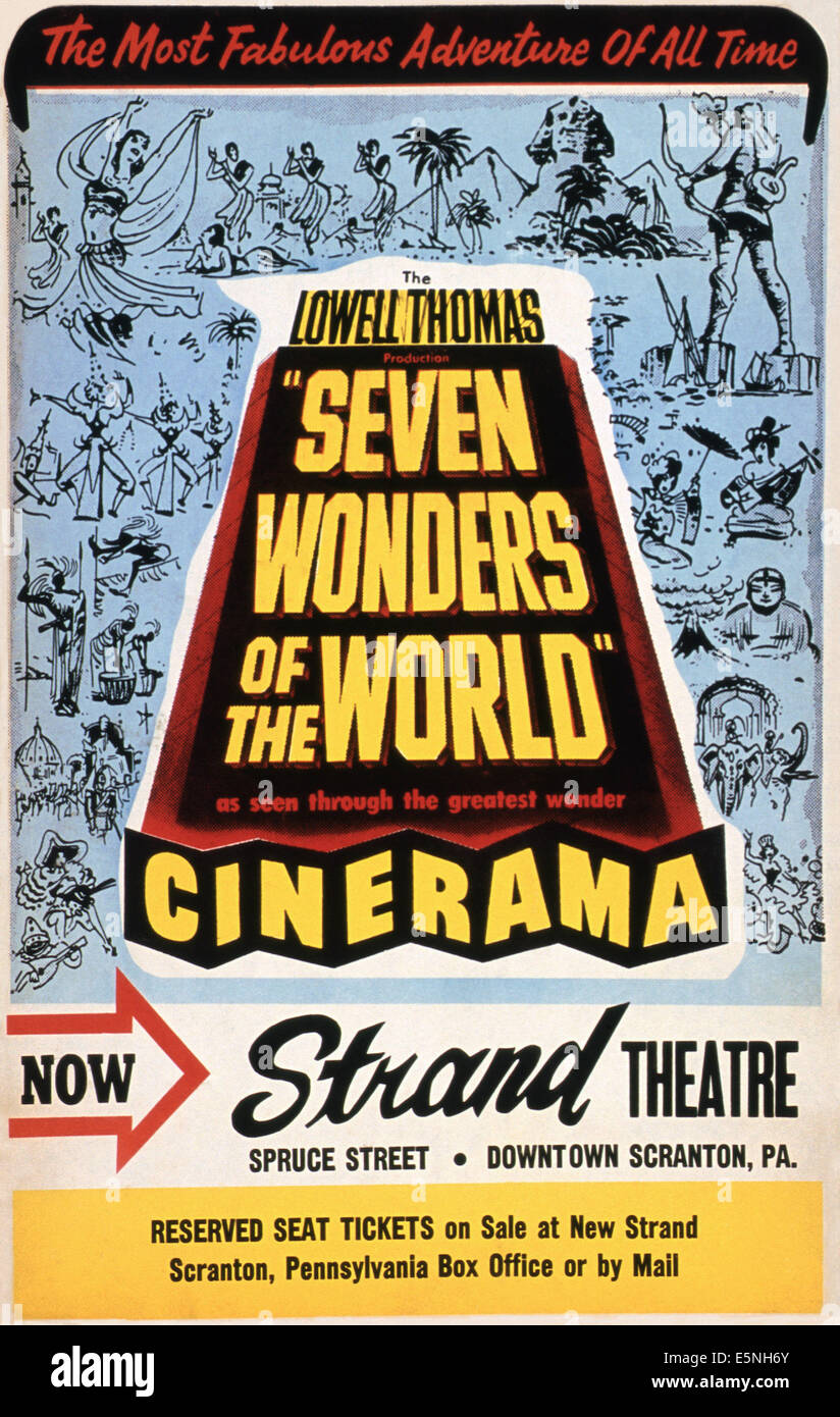 SEVEN WONDERS OF THE WORLD, US poster art, 1956 Stock Photo - Alamy