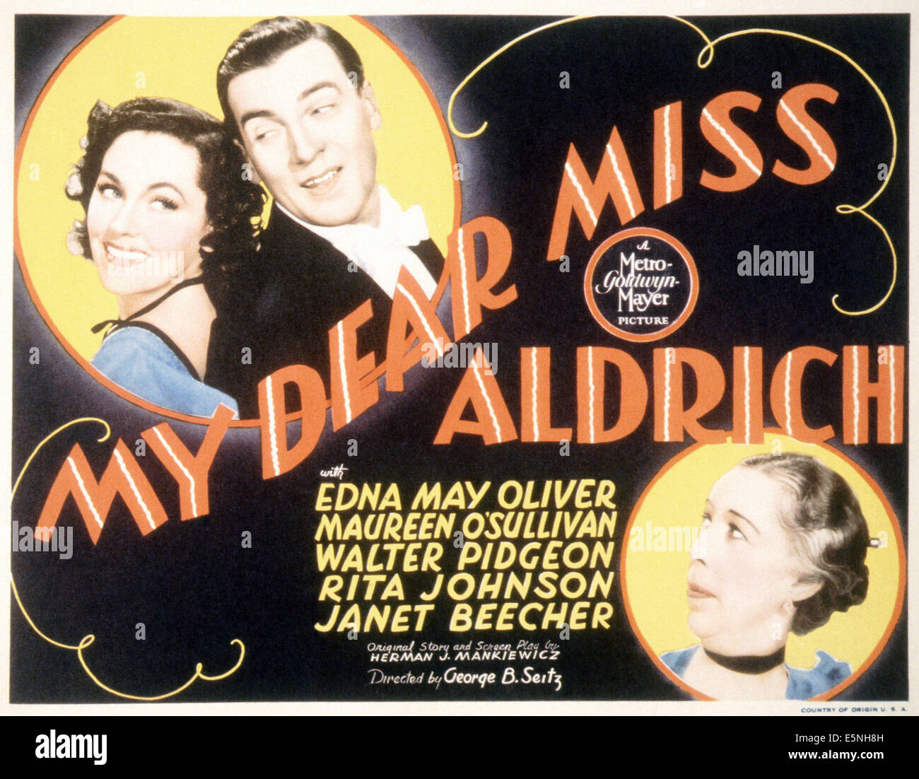 MY DEAR MISS ALDRICH, US poster, from left: Maureen O'Sullivan, Walter ...