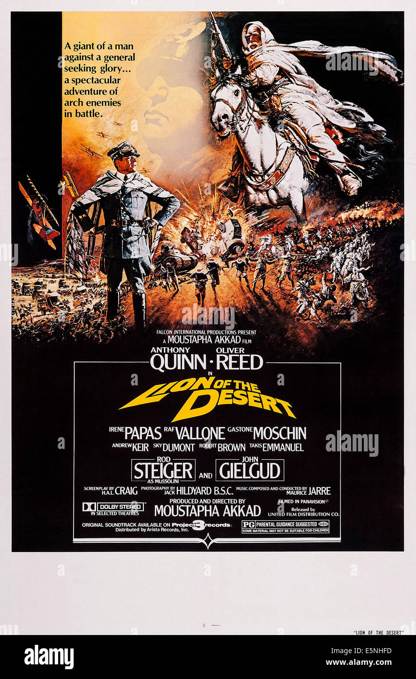 LION OF THE DESERT, US poster, Oliver Reed, Anthony Quinn, 1981, (c ...