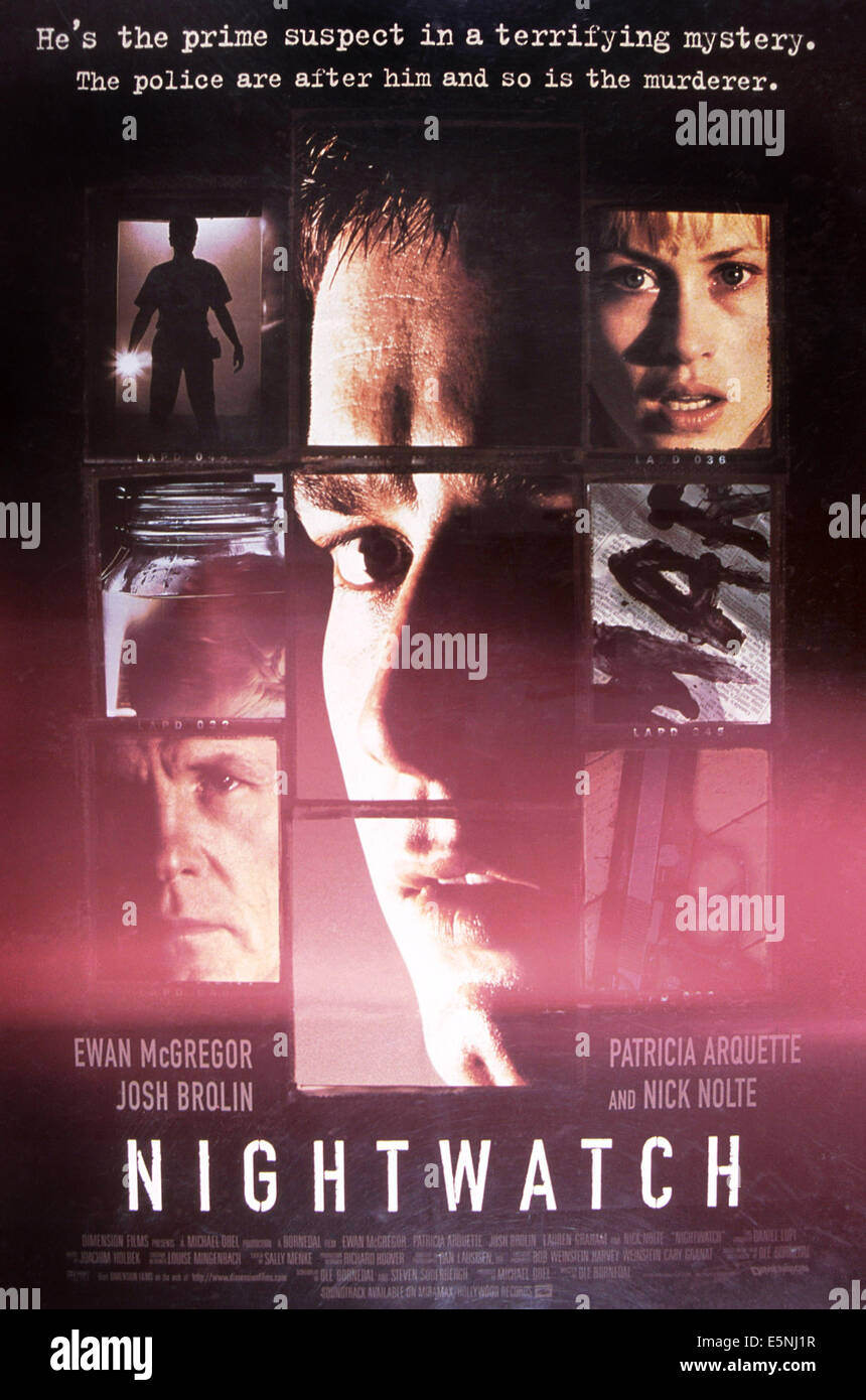 NIGHTWATCH, US poster, from left: Nick Nolte, Ewan McGregor, Patricia Arquette, 1997 ...