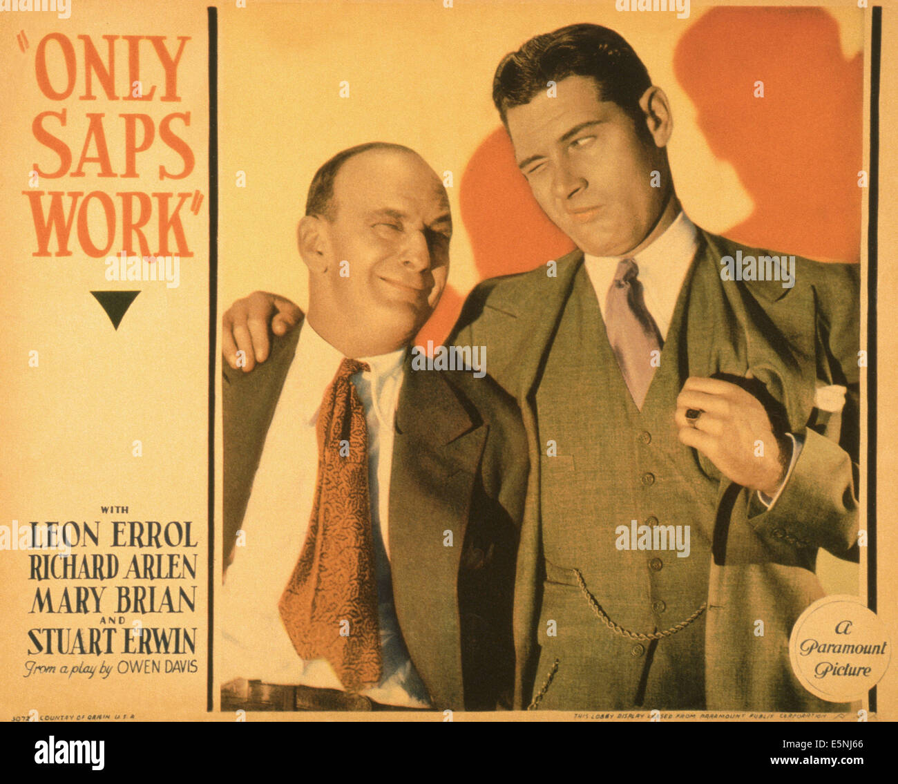 ONLY SAPS WORK, US lobbycard, from left: Leon Errol, Richard Arlen, 1930 Stock Photo - Alamy